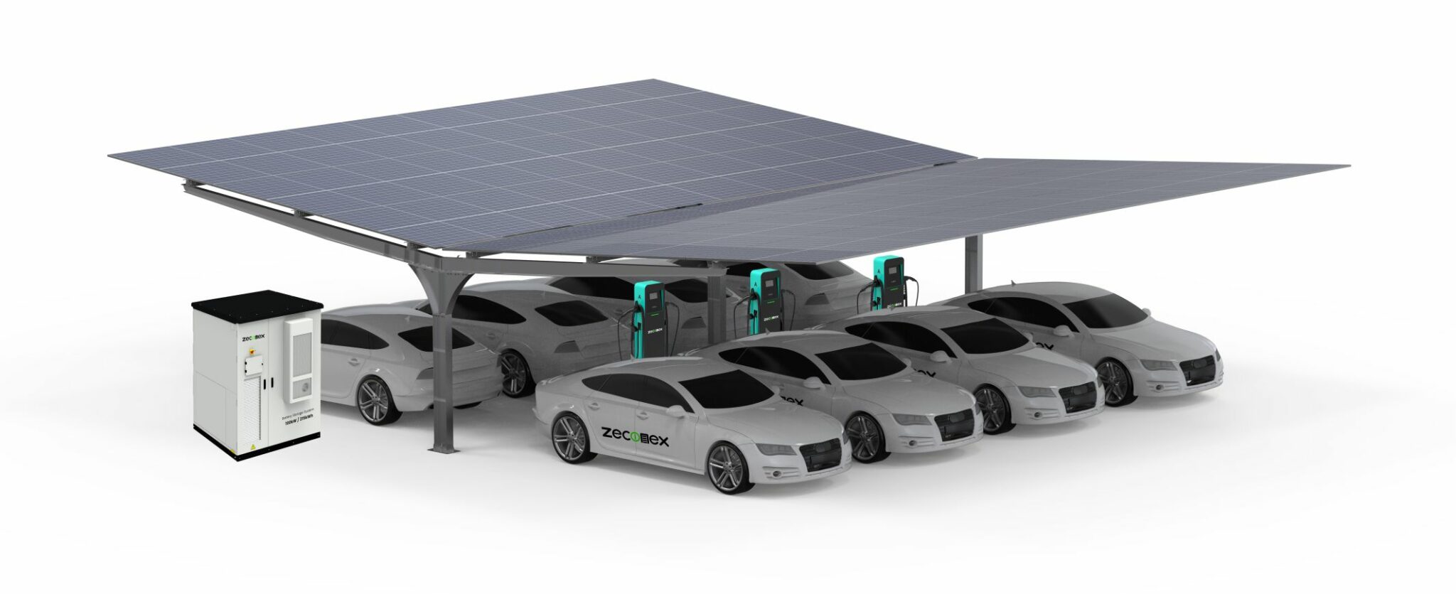 Smart Solar Carports with EV Charging & Battery Storage - Zeconex